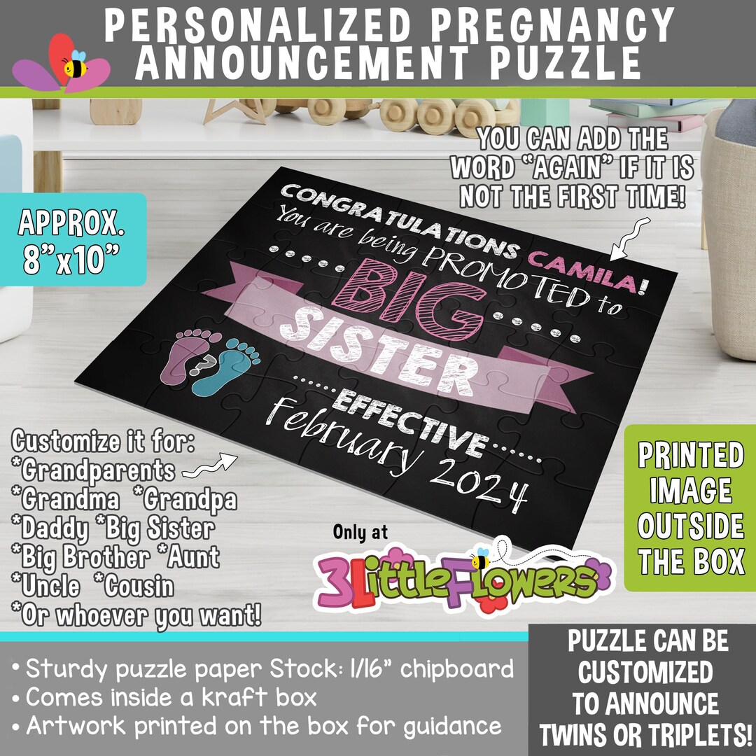 Personalized Pregnancy Announcement Puzzle - Personalized 8" X 10 ...