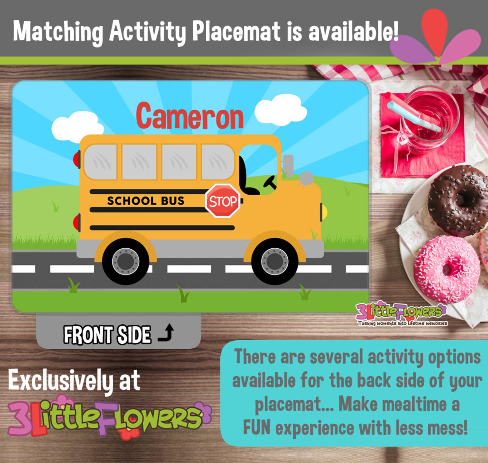 School Bus Plate and Bowl Set Personalized Plastic Children - Etsy