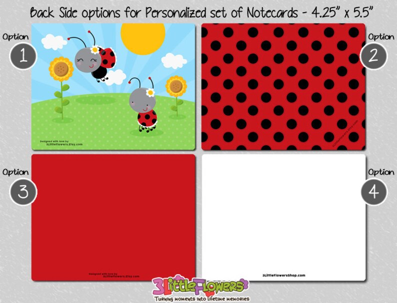 Ladybug Note Cards Set of Personalized Note Cards 4.25 X - Etsy