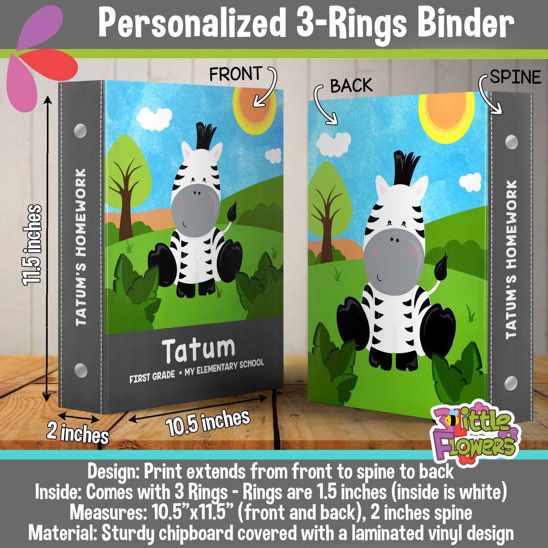 Personalized Zebra Binder - Personalized 3 Ring Binder 2 Inches ...