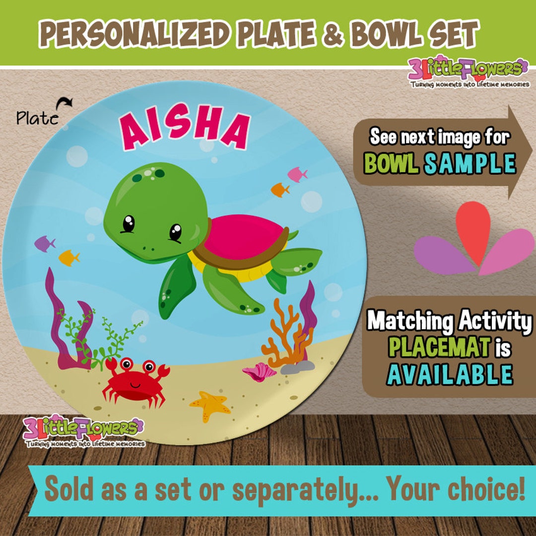 Personalized Sea Turtle Plate and Bowl Set Personalized - Etsy