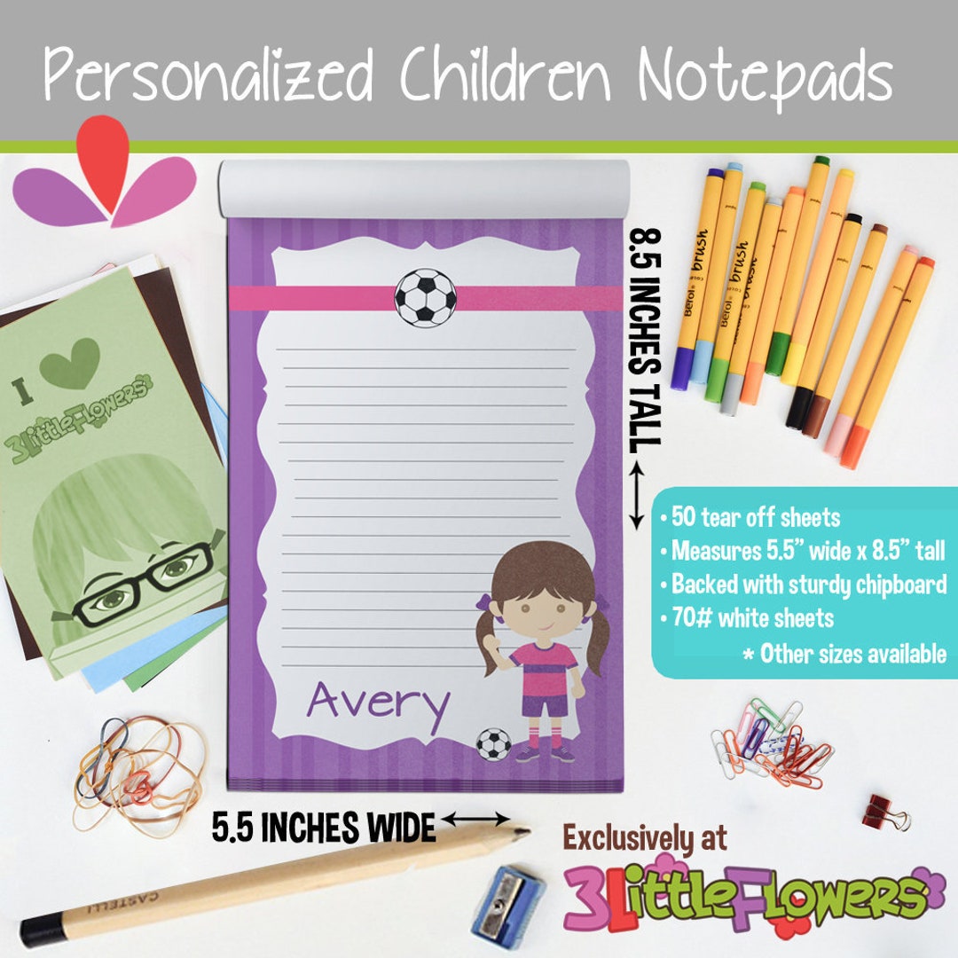 Soccer Notepad Personalized Notepad Personalized Children - Etsy