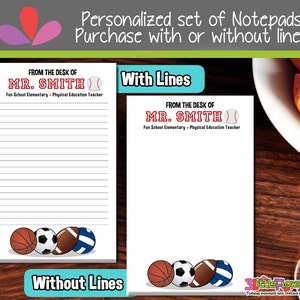 PE Teacher Notepad - Sports Notepad - Personalized Notepad - Gym ...
