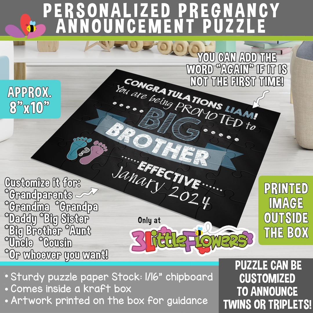Personalized Pregnancy Announcement Puzzle - Personalized 8" X 10 ...