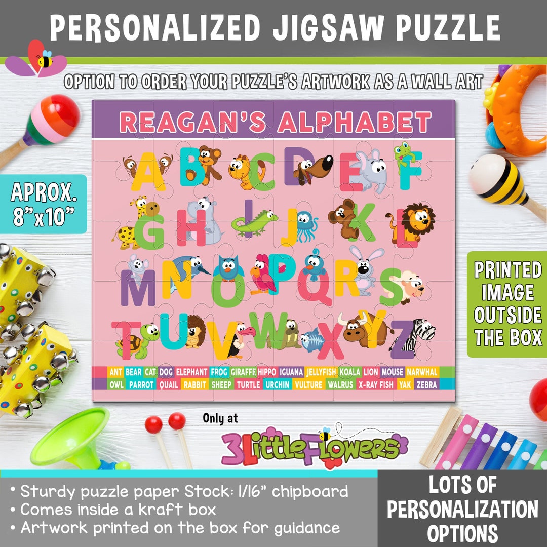 Animal Alphabet Puzzle - Personalized 8 X 10" Puzzle - Personalized ...