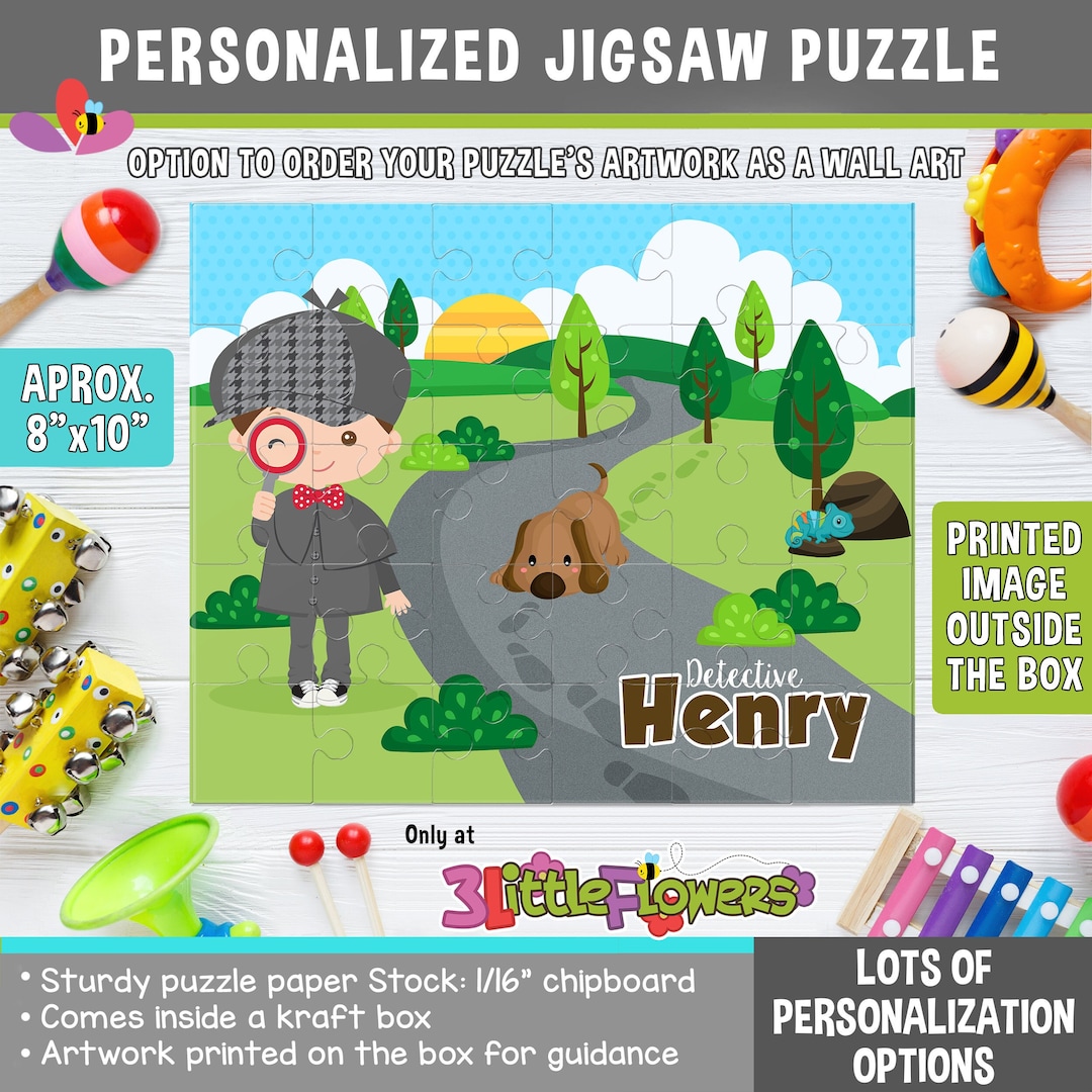 Boy Detective Puzzle - Personalized 8x10 Puzzle - Personalized Name ...
