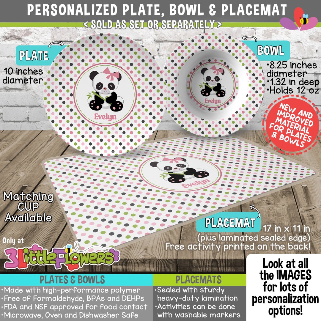 Baby Panda Plate and Bowl Set Personalized Plastic Children Plate ...