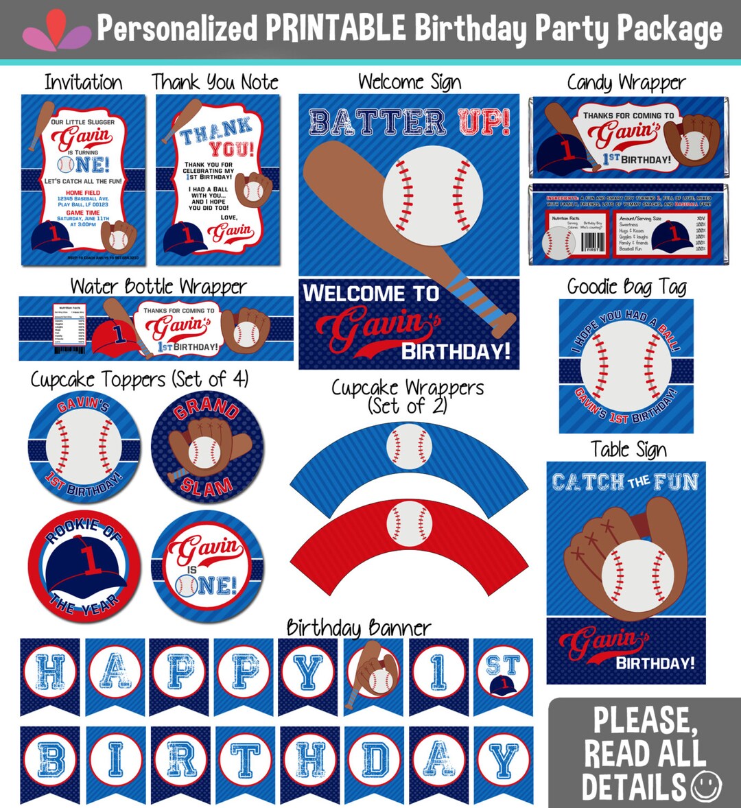 Baseball Party Package - PRINTABLE Party Package - Personalized ...