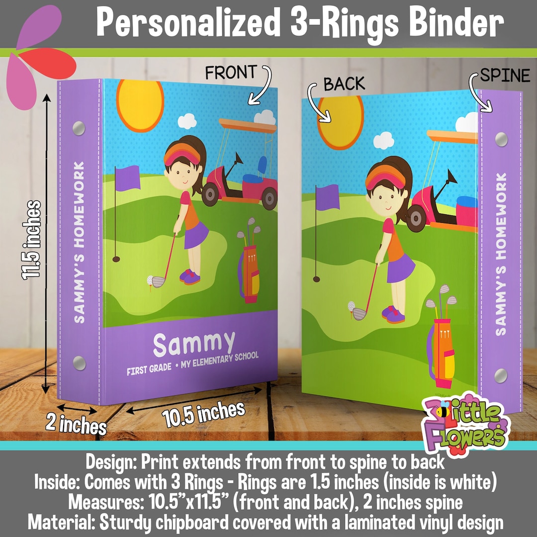 Personalized Golfer Girl Binder - Personalized 3 Ring Binder 2 Inches ...