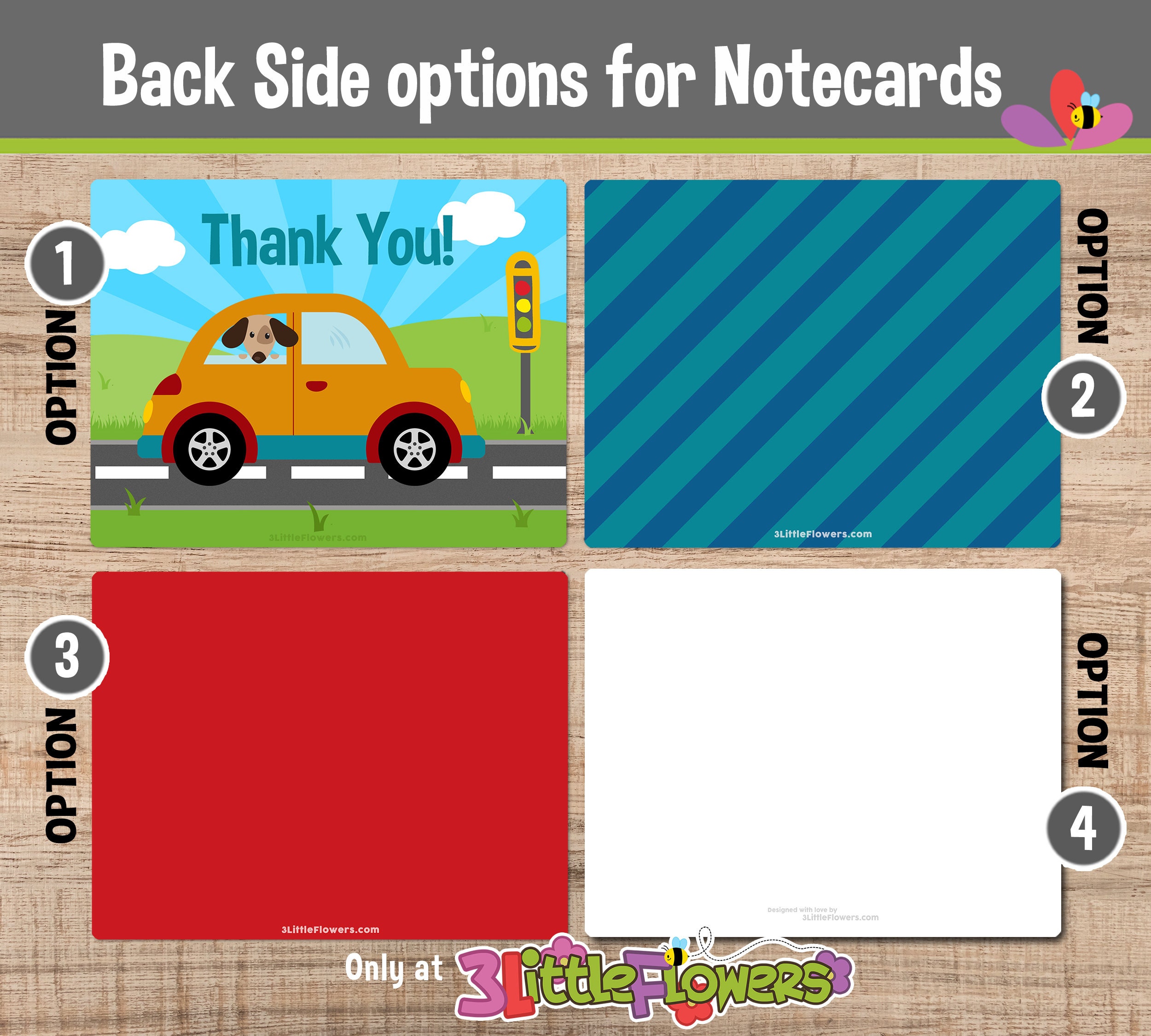 Car Note Cards - Set of Personalized Note Cards - 4.25 X 5.5 - Double ...