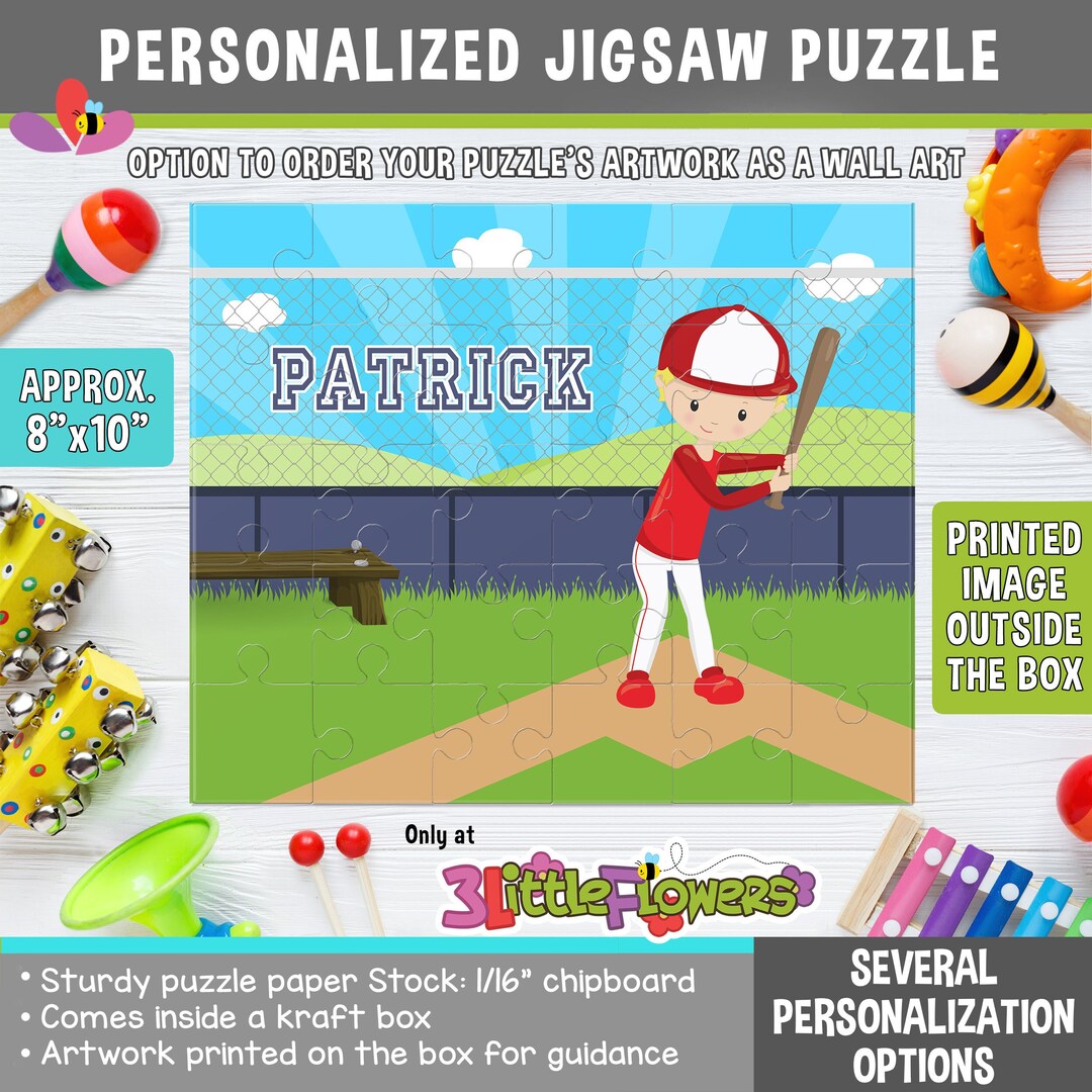 Baseball Puzzle - Personalized 8" X 10" Puzzle - Personalized Name ...