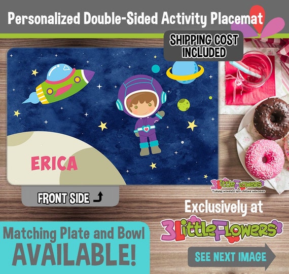 Personalized Space Girl Placemat - Personalized placemat for kids ...
