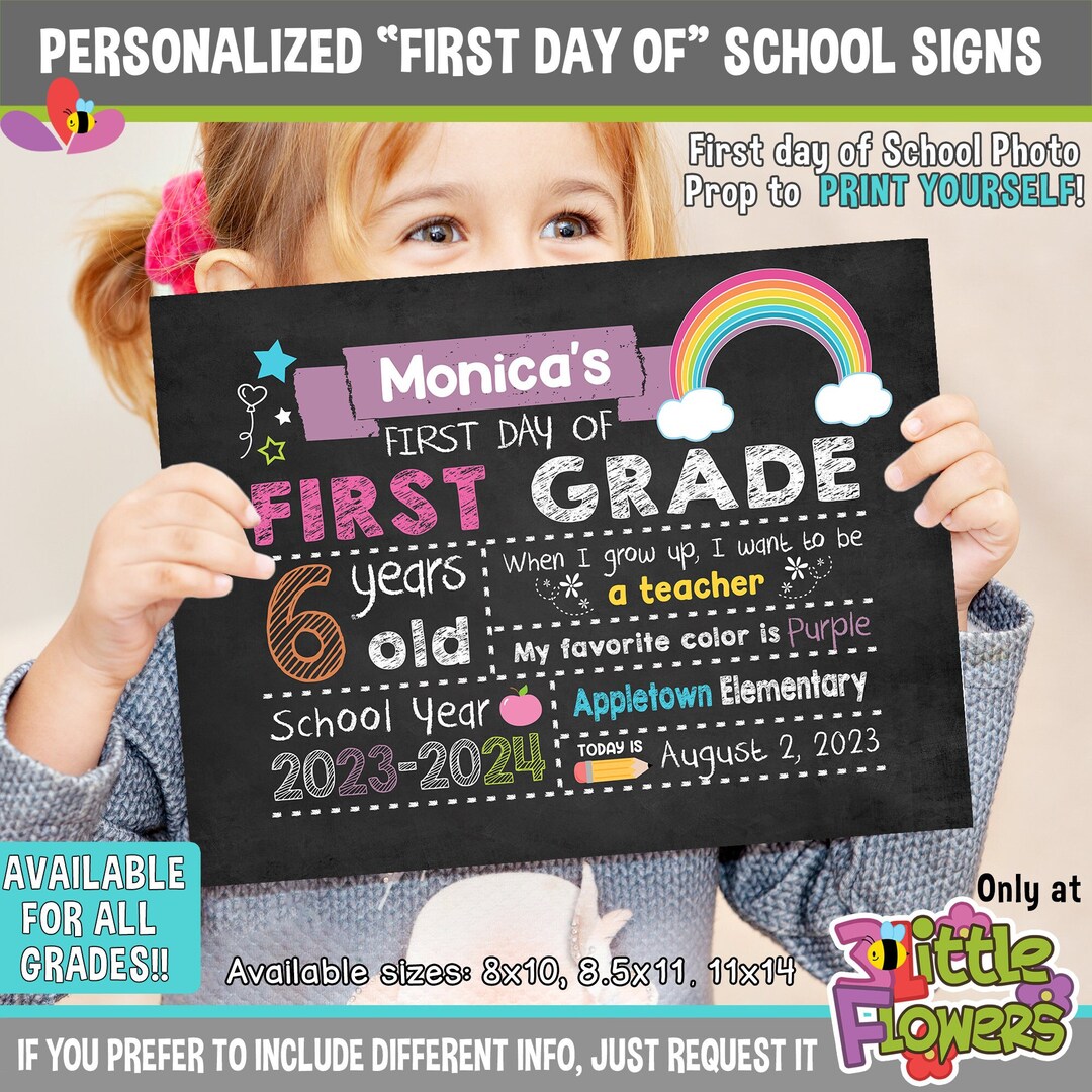 Rainbow First Day of School Sign - Printable First Day of School ...