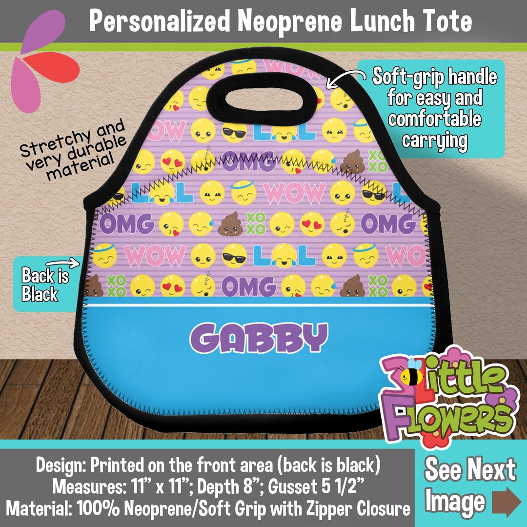 Personalized Emoji Neoprene Lunch Tote - Personalized Neoprene Lunch ...