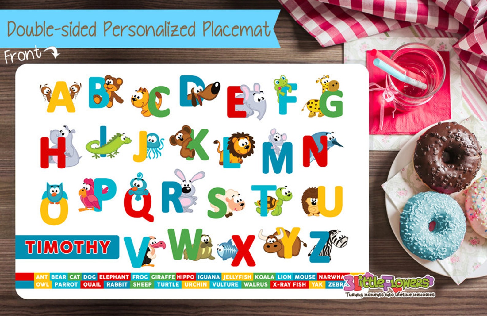 Personalized Animal Alphabet Placemat Personalized Placemat - Etsy