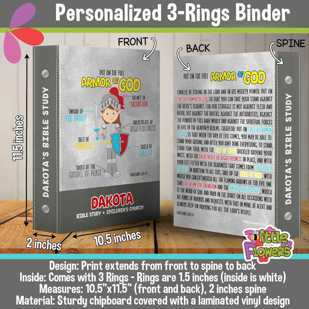 Personalized Armor of God Binder - Personalized 3 Ring Binder 2 Inches ...