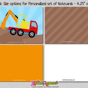 Digger Truck Note Cards Set of Personalized Note Cards | Etsy