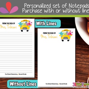 Teacher Notepads - School Bus Notepads - Personalized Notepads ...
