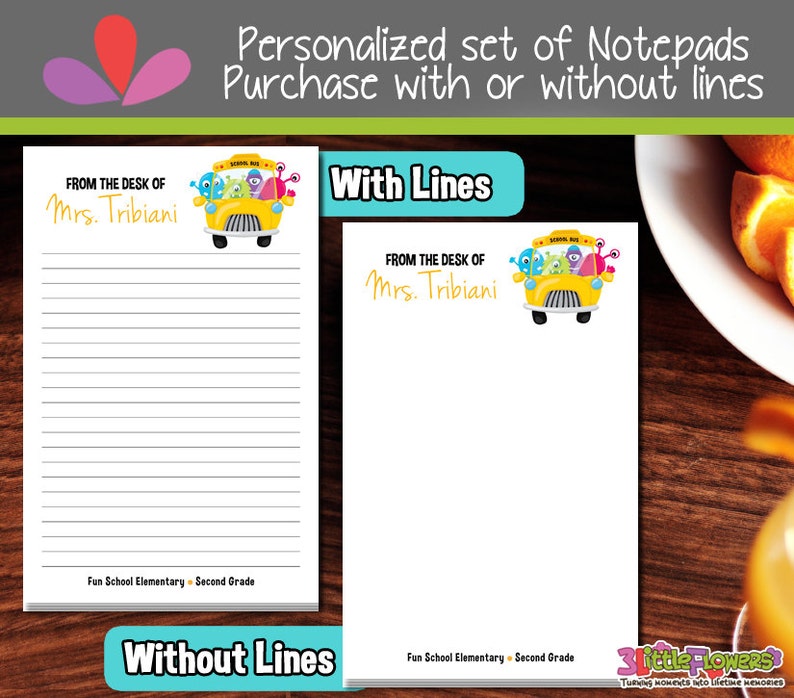 Teacher Notepads - School Bus Notepads - Personalized Notepads ...