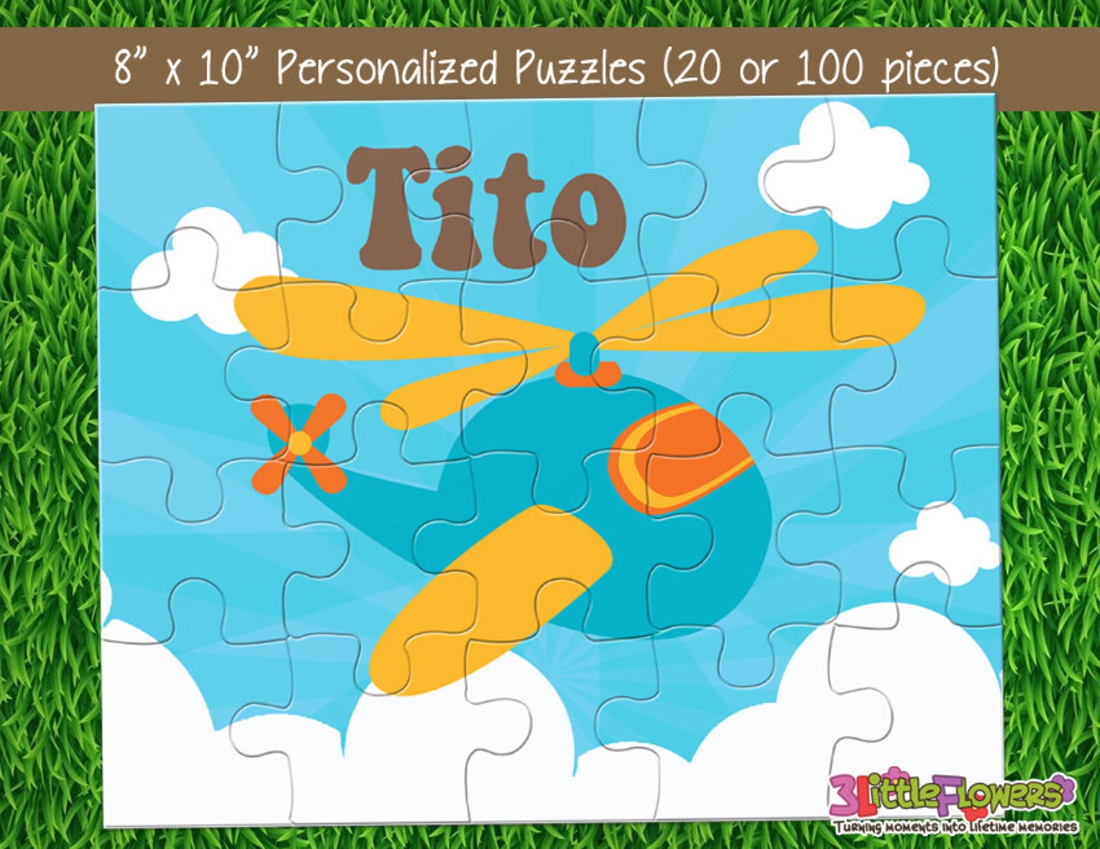 Personalized Helicopter Puzzle Personalized 8 X | Etsy