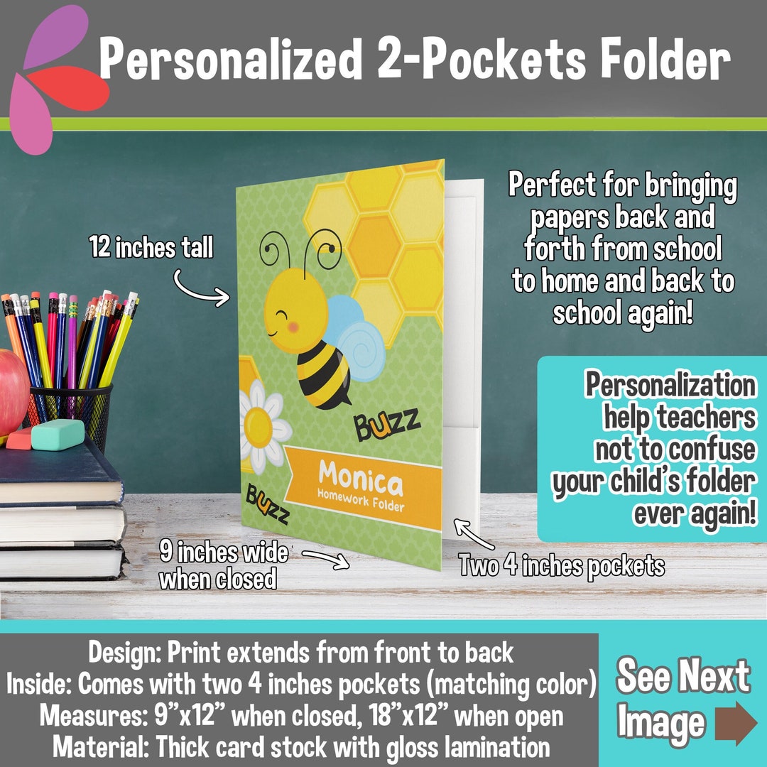 Personalized Bee Folder: Kids' School Supplies, 2-pocket - Etsy