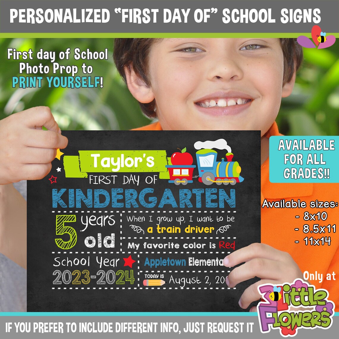 Train First Day of School Sign - Printable First Day of School ...