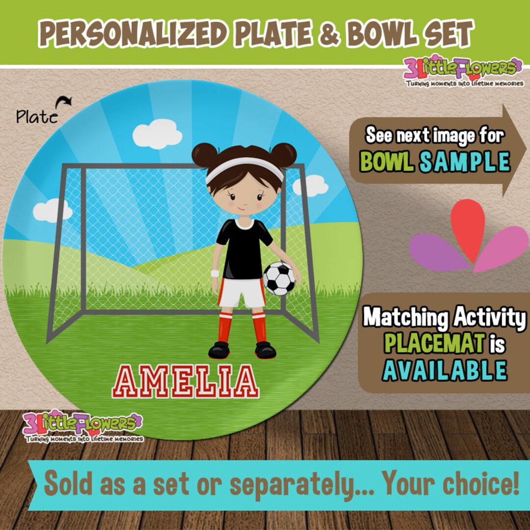 Soccer Plate and Bowl Set Personalized Plastic Children - Etsy