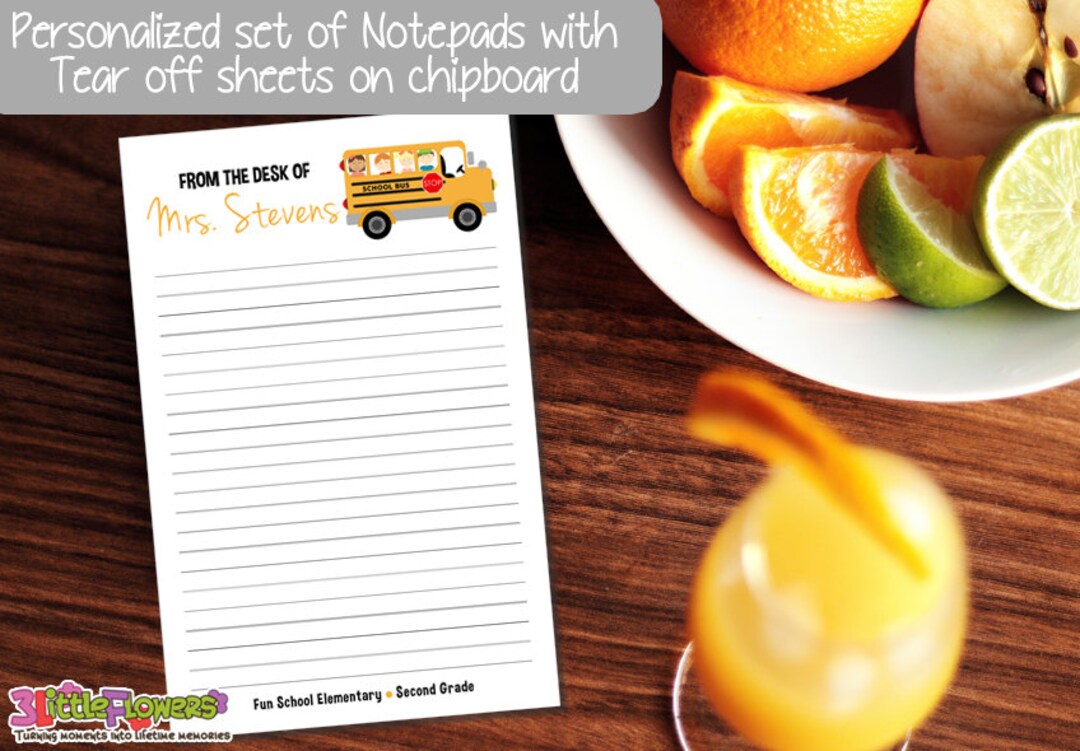 Teacher Notepads - School Bus Notepads - Personalized Notepads ...