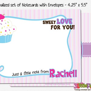 Cupcake Note Cards Set of Personalized Note Cards 4.25 X - Etsy