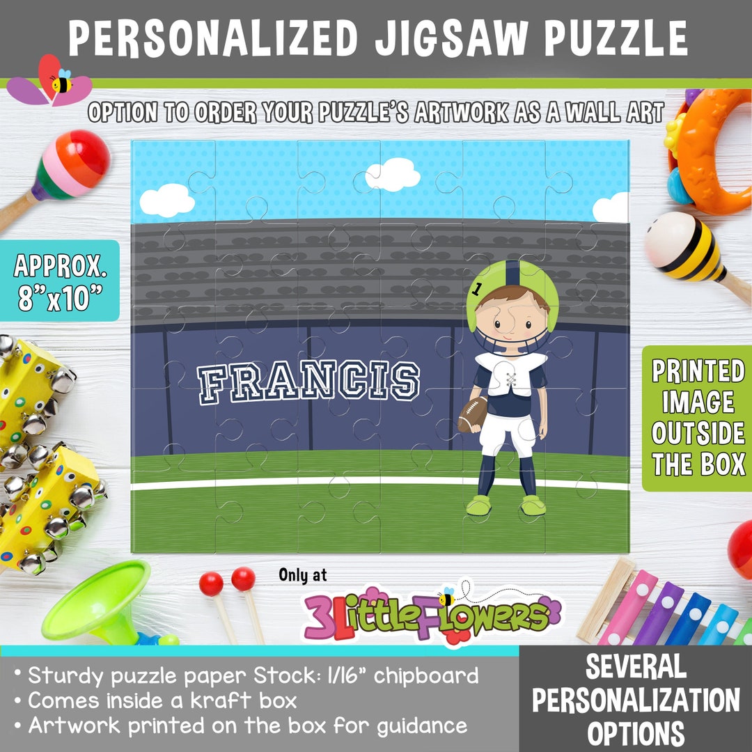 Football Puzzle - Personalized 8" X 10" Puzzle - Personalized Name ...