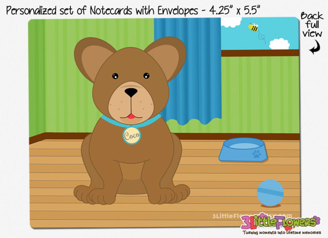 Puppy Note Cards Set of Personalized Note Cards 4.25 X - Etsy