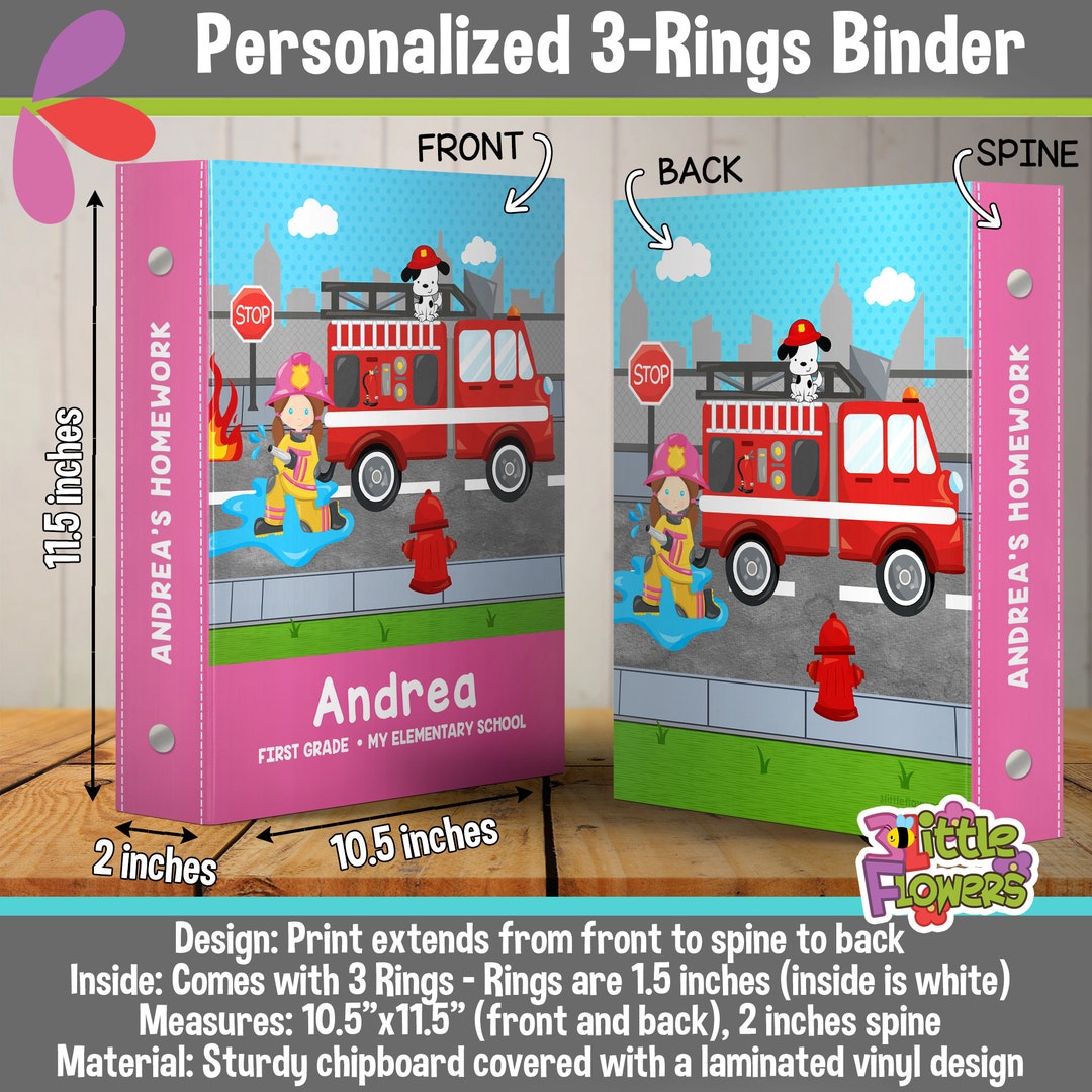 Personalized Firefighter Binder - Personalized 3 Ring Binder 2 Inches ...