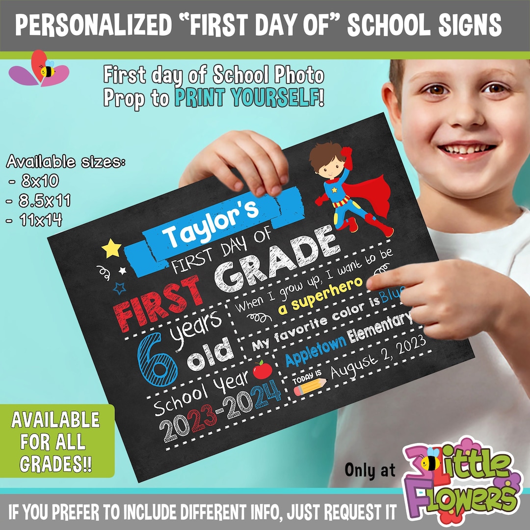 Superhero First Day of School Sign - Printable First Day of School ...
