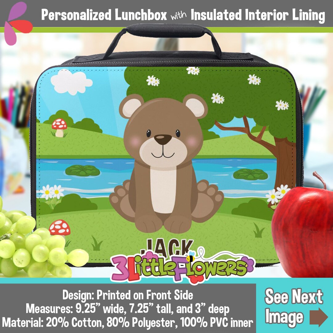 Personalized Bear Lunchbox Personalized Polyester Lunch Box Insulated ...