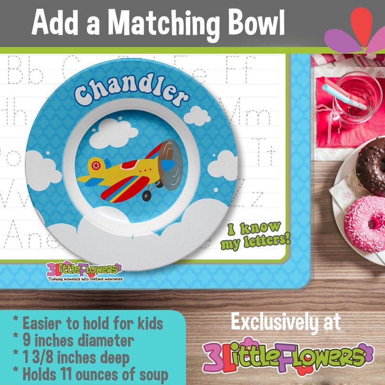 Personalized Airplane Plate and Bowl Set Aviation Theme - Etsy