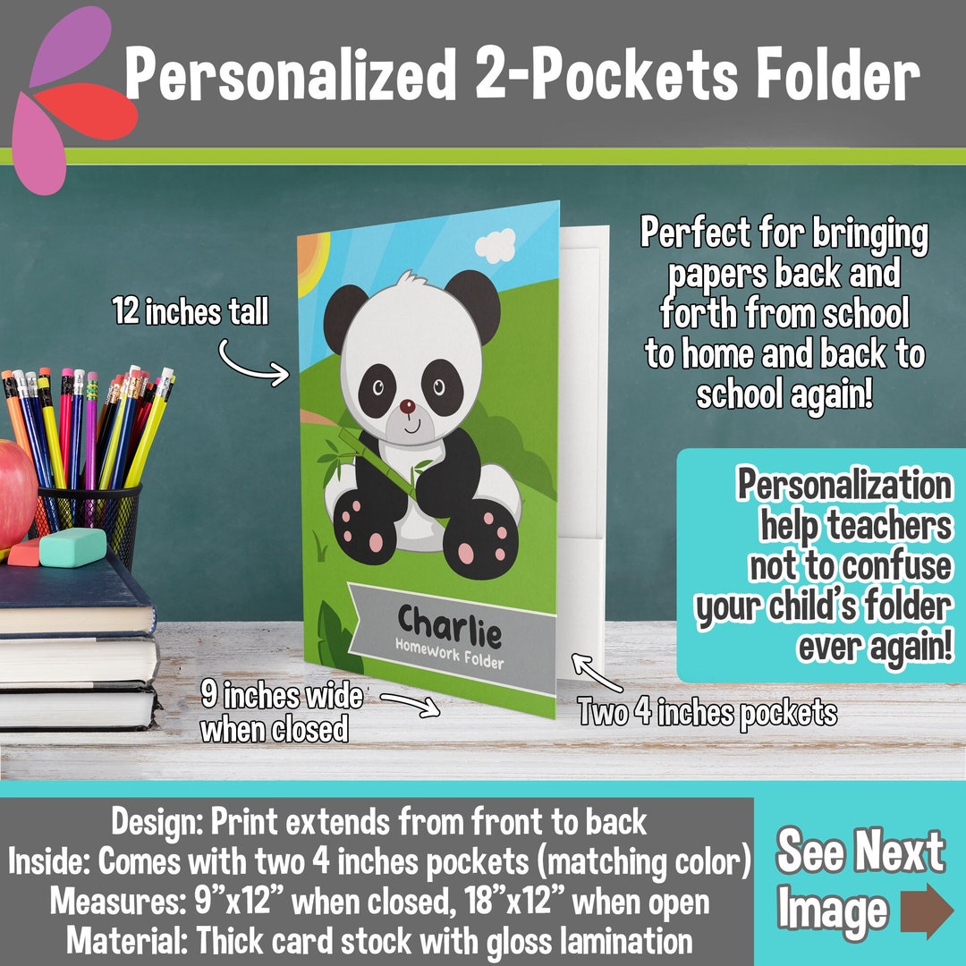 Personalized Panda Folder - Personalized 2 Pockets Folder ...