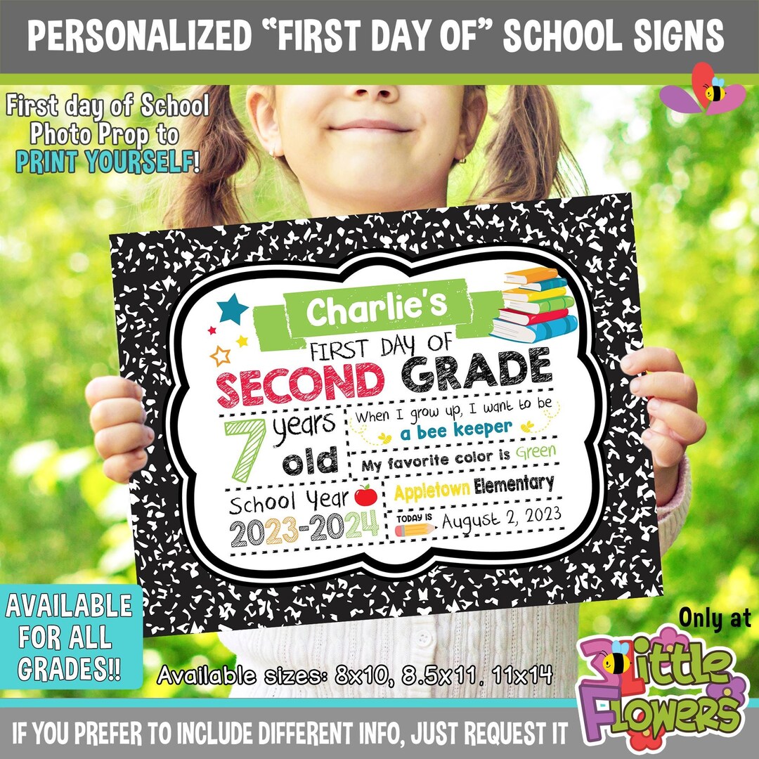 Composition Book First Day of School Sign - Printable First Day of ...