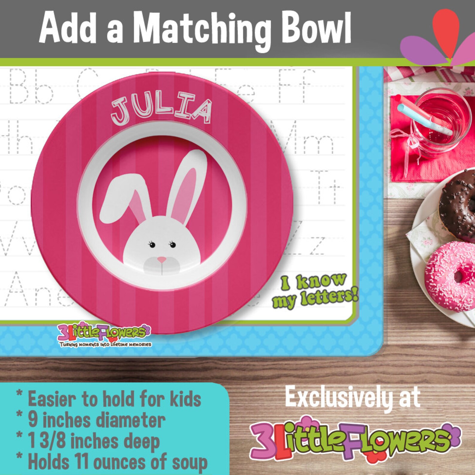 Bunny Ears Plate and Bowl Set Personalized Plastic Children | Etsy