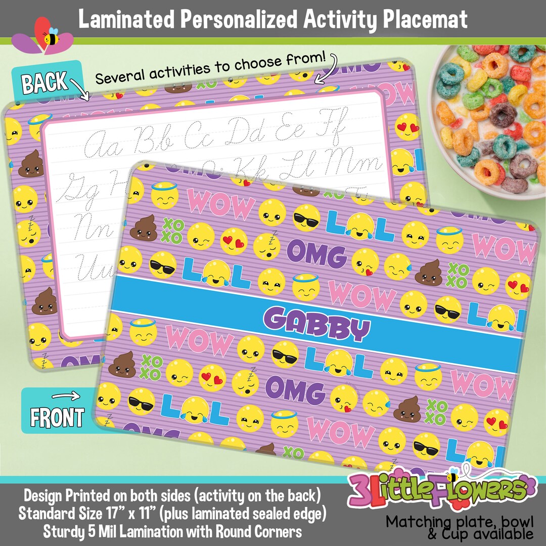 Personalized Emoji Placemat - Personalized Placemat for Kids ...