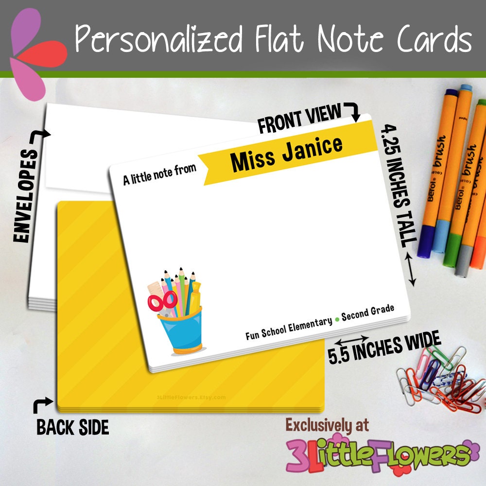 Teacher Note Cards Set of Personalized Note Cards | Etsy