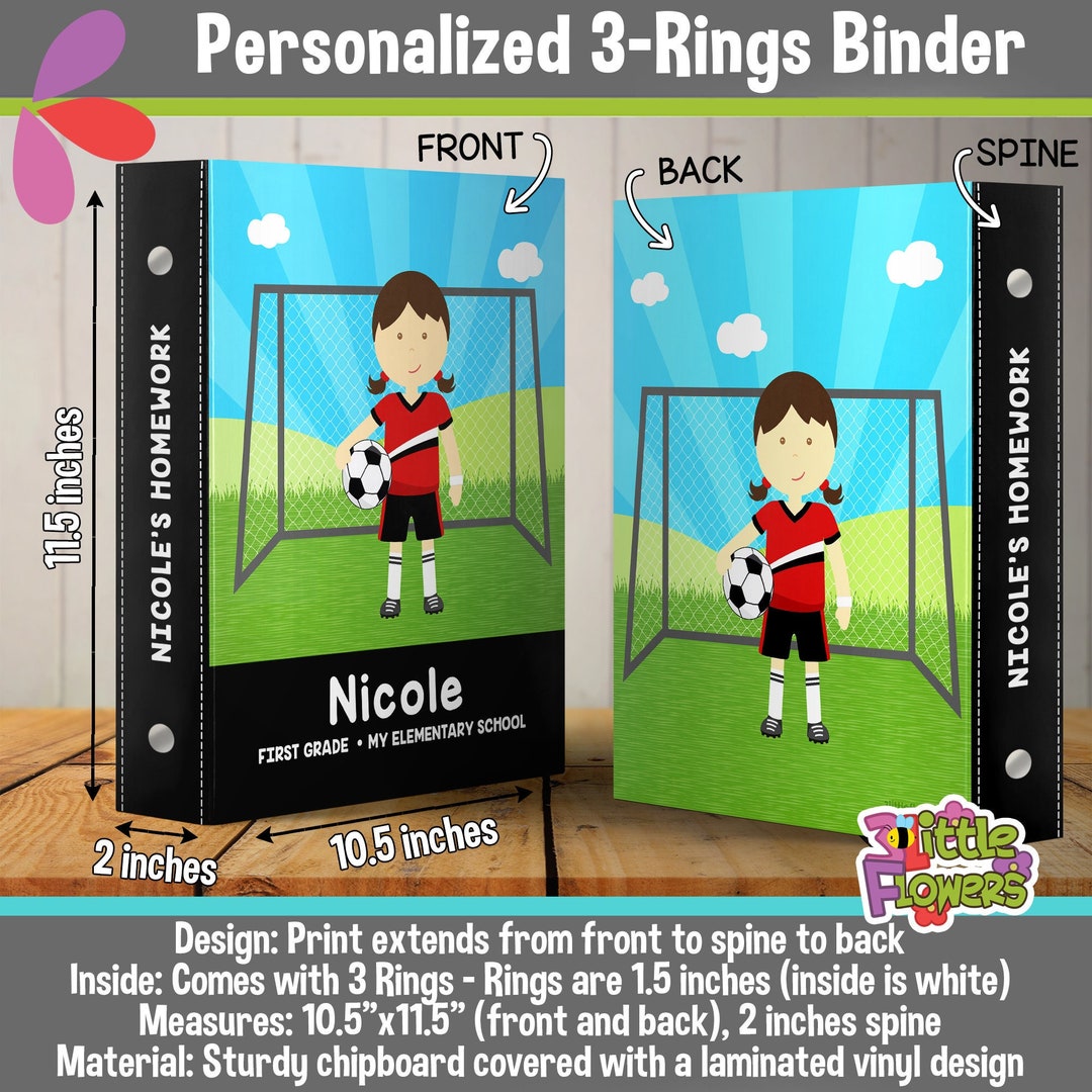 Personalized Soccer Girl Binder - Personalized 3 Ring Binder 2 Inches ...