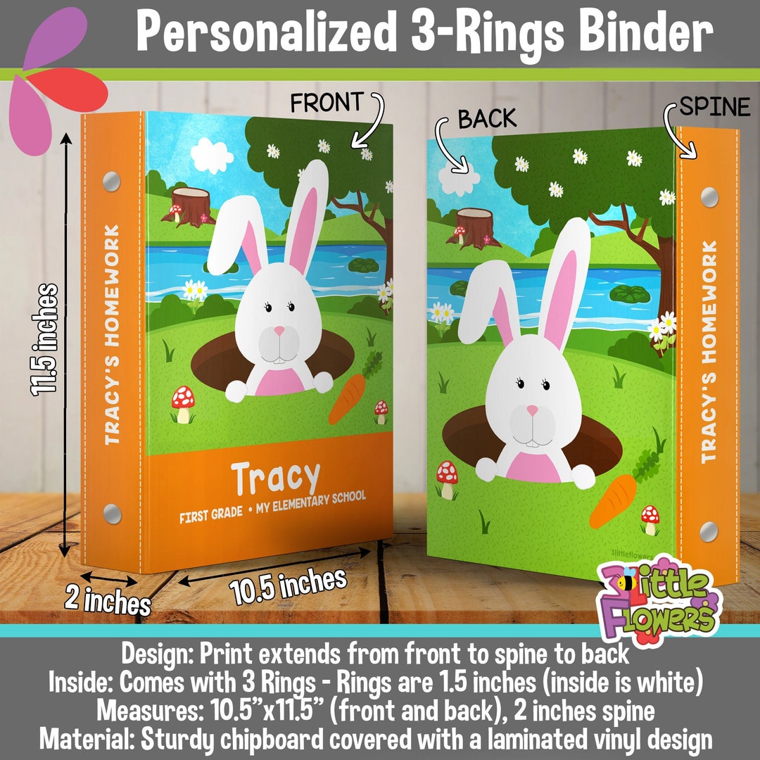 Personalized Bunny Binder - Personalized 3 Ring Binder 2 Inches ...