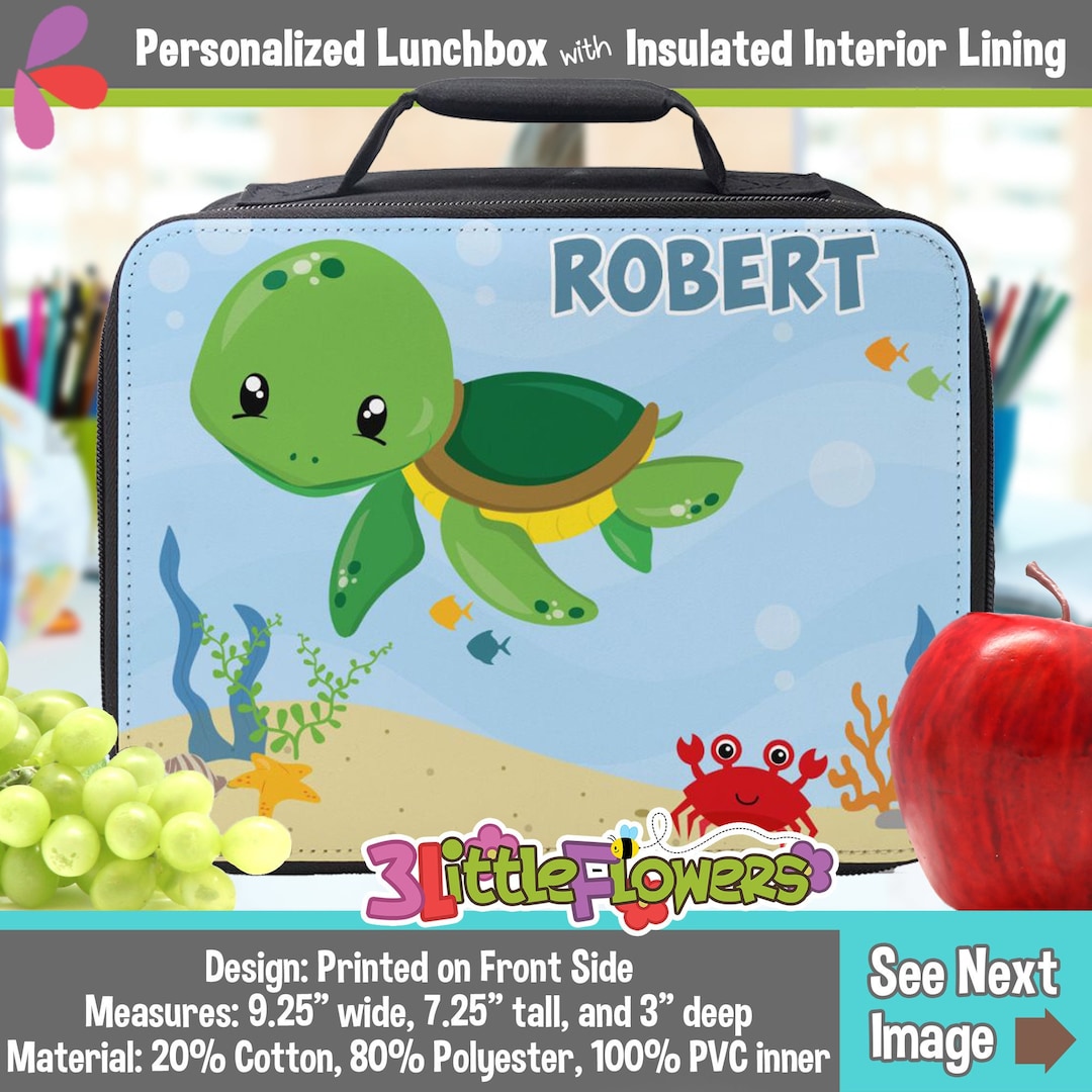 Personalized Sea Turtle Lunchbox - Personalized Polyester Lunch Box ...