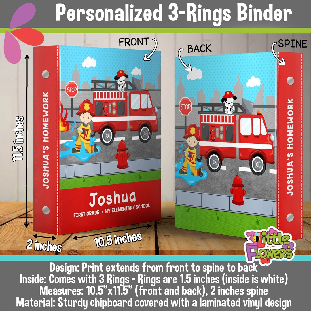 Personalized Firefighter Binder - Personalized 3 Ring Binder 2 Inches ...