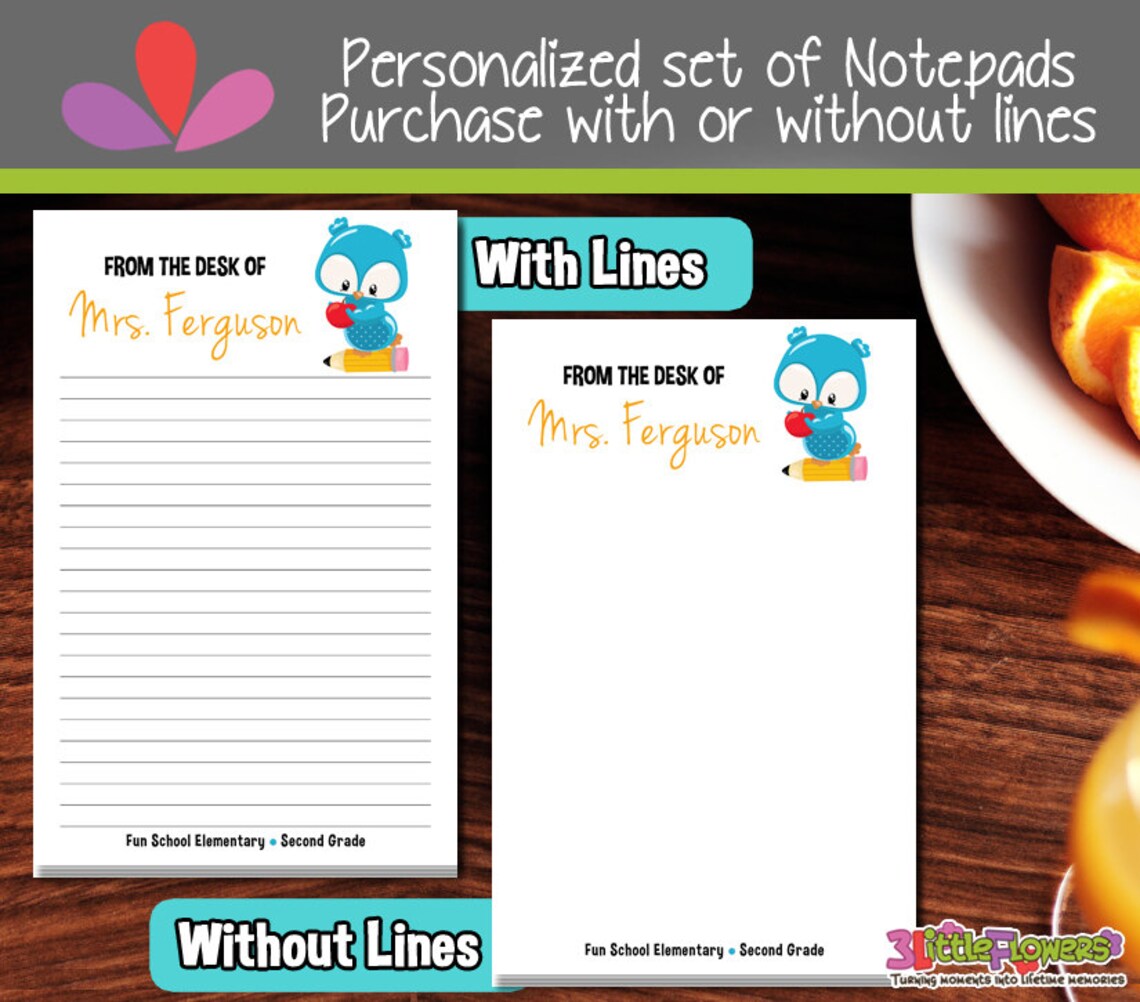 Teacher Notepads Owl Notepads Personalized Notepads - Etsy