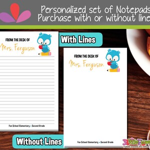 Teacher Notepads - Owl Notepads - Personalized Notepads - Teacher ...