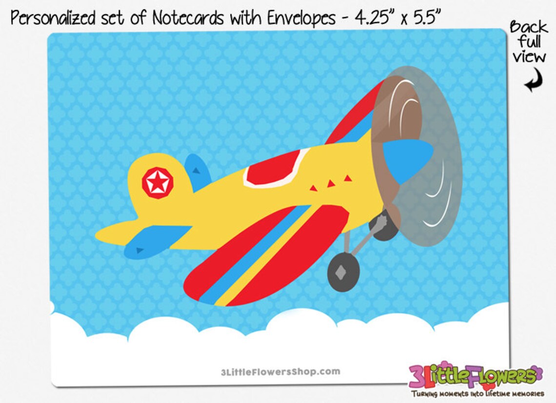 Airplane Note Cards Set of Personalized Note Cards 4.25 X - Etsy