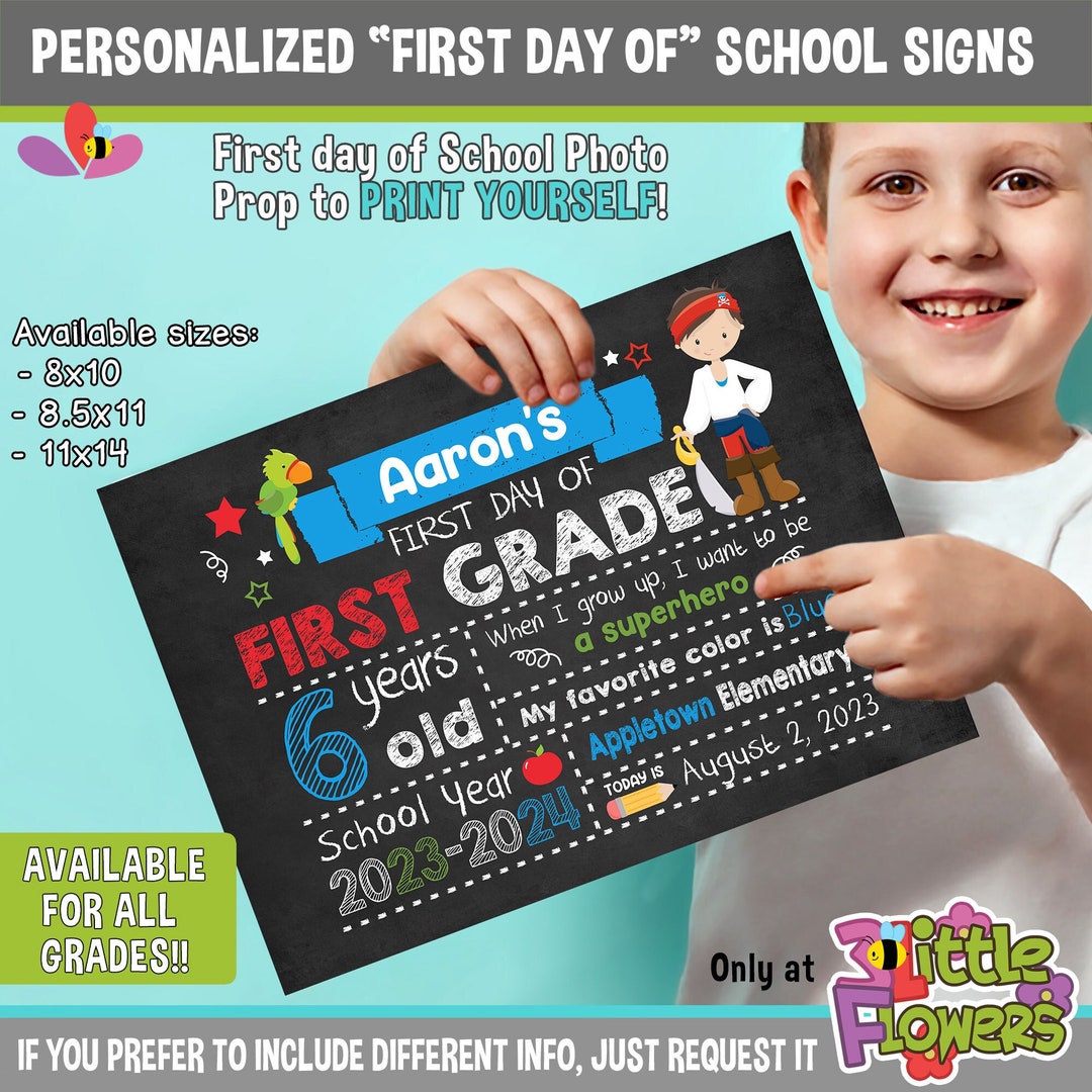 Pirate First Day of School Sign - Printable First Day of School ...
