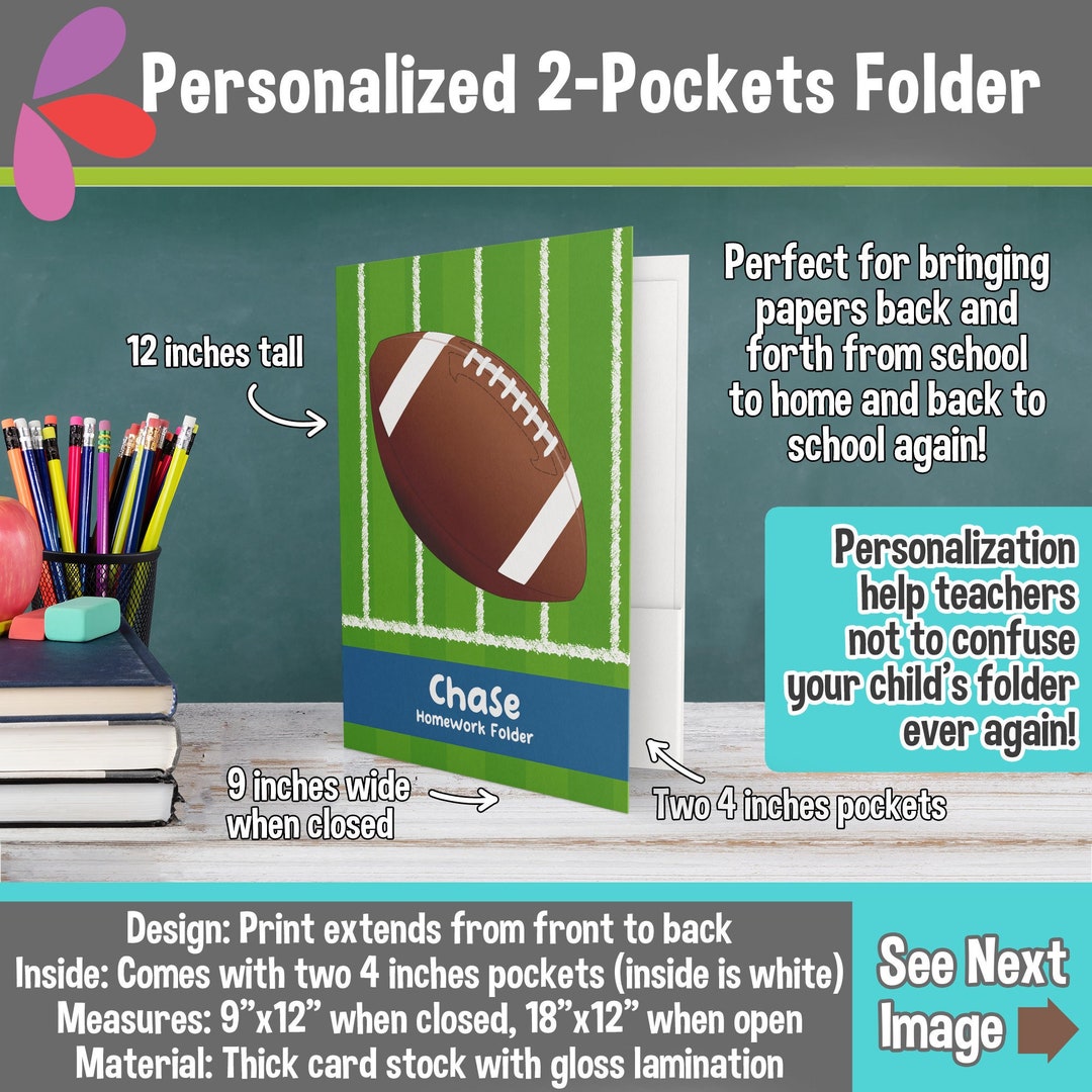 Personalized Football Folder Personalized 2 Pockets Folder - Etsy