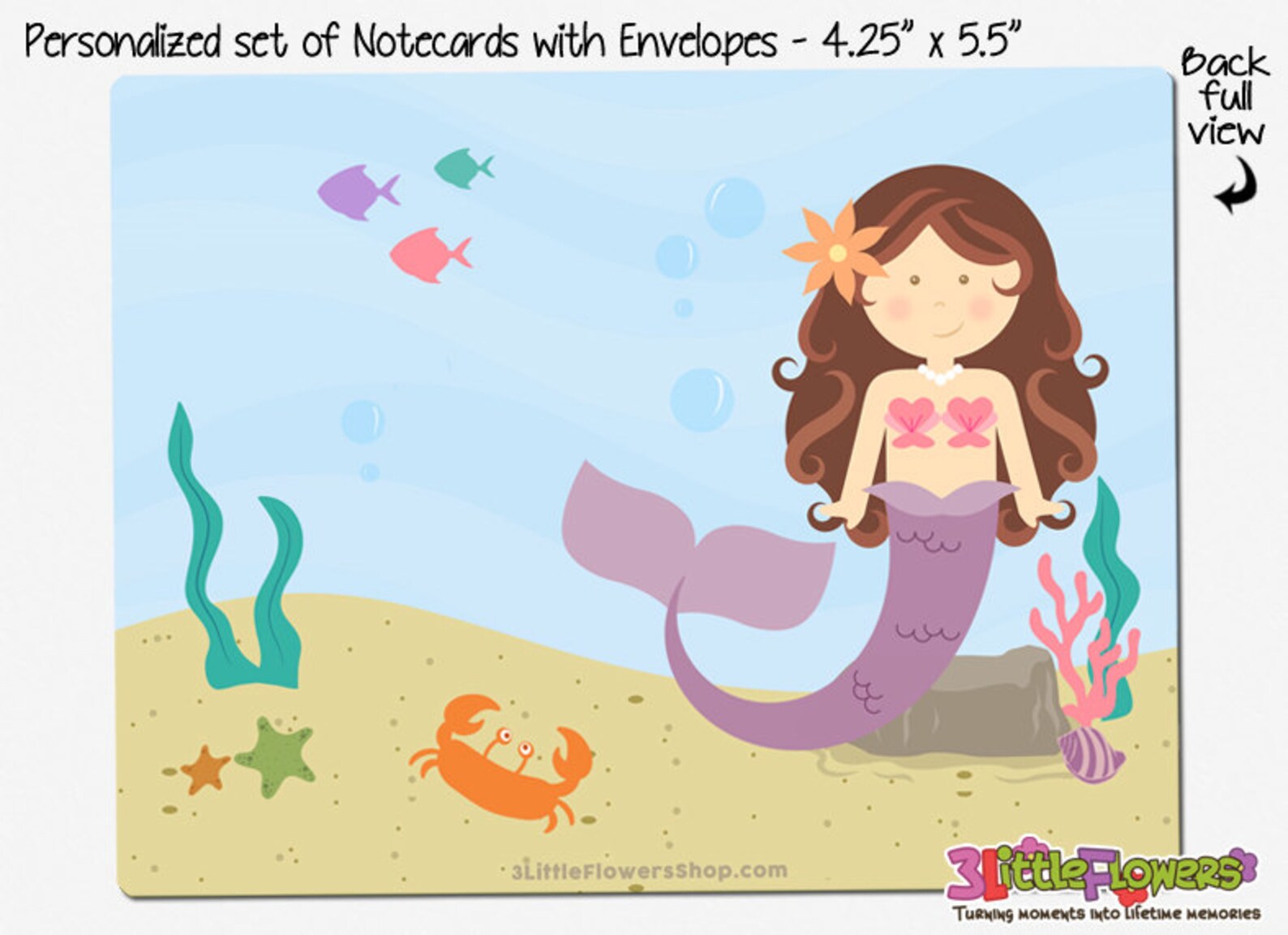 Mermaid Note Cards Set of Personalized Note Cards 4.25 x | Etsy